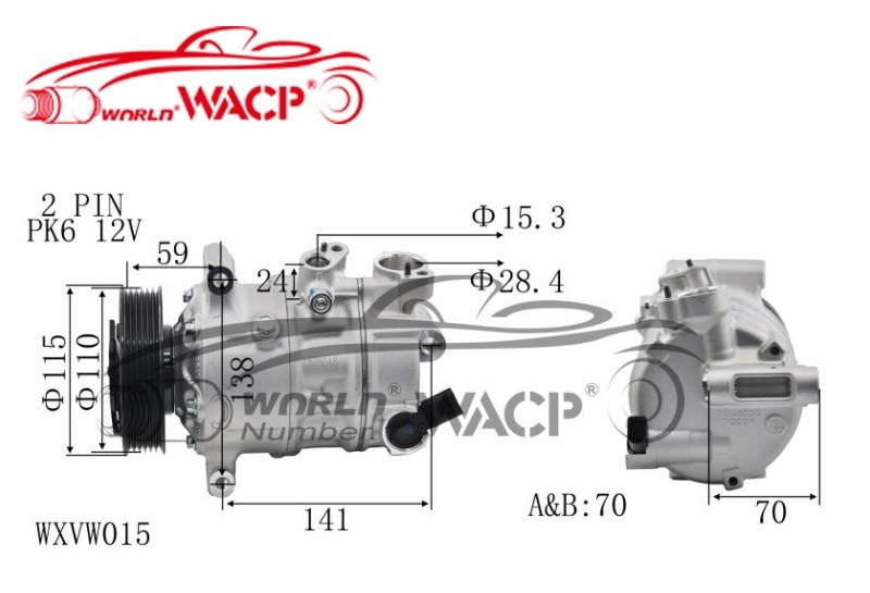 5N0820803 5N0820803C Car AC Compressor For VW Golf7 For Audi A3 For ...
