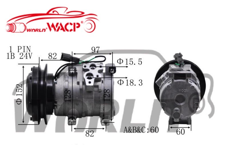 10S15C 1B Truck Ac Compressor For Komatsu Caterpillar Hitachi ...